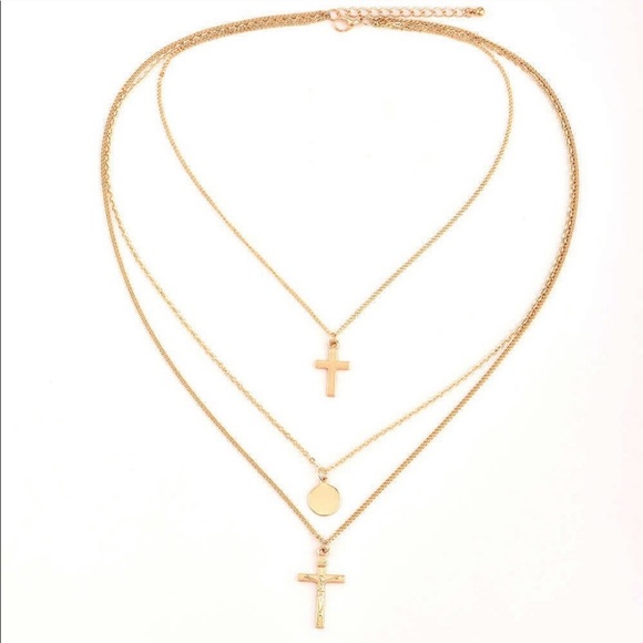 Jewelry | Gold Layered Double Cross Coin Necklace Set | Poshmark